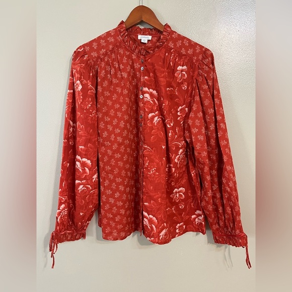 Sundance | Tops | Sundance Janica Red Floral Buttonup Blouse Color ...